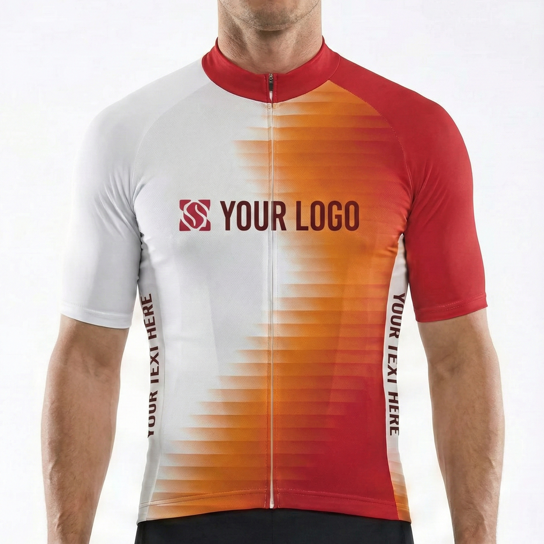 Custom Logo Cycling Jersey - White Orange – Montella Cycling